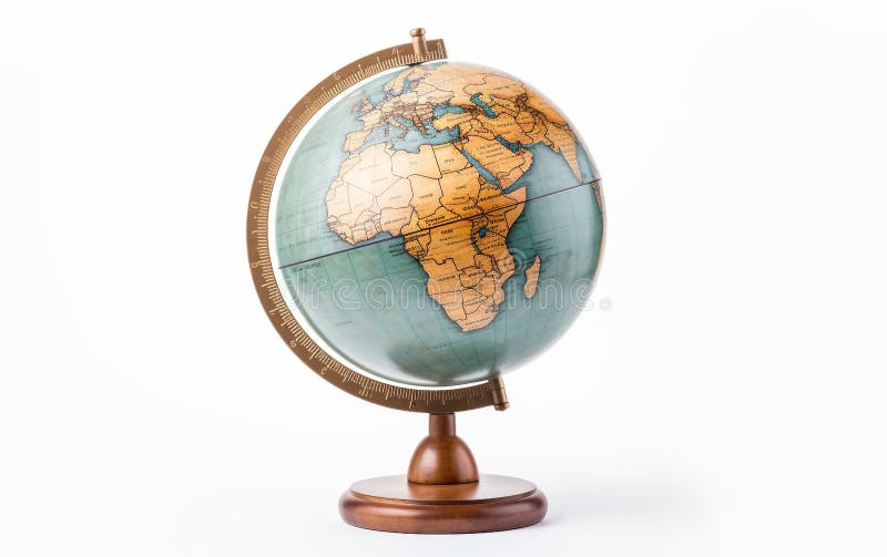 Vintage Globe with Wooden Stand on White Background Stock Illustration ...