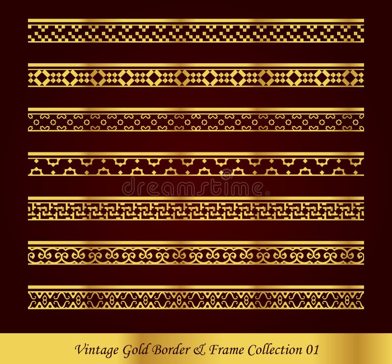 Vintage Gold Border Frame Vector Collection 01 Stock Vector ...