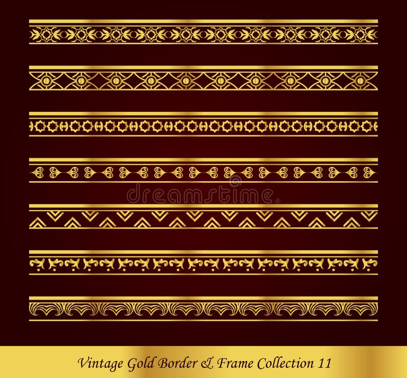 Vintage Gold Border Frame Vector Collection 11 Stock Vector ...