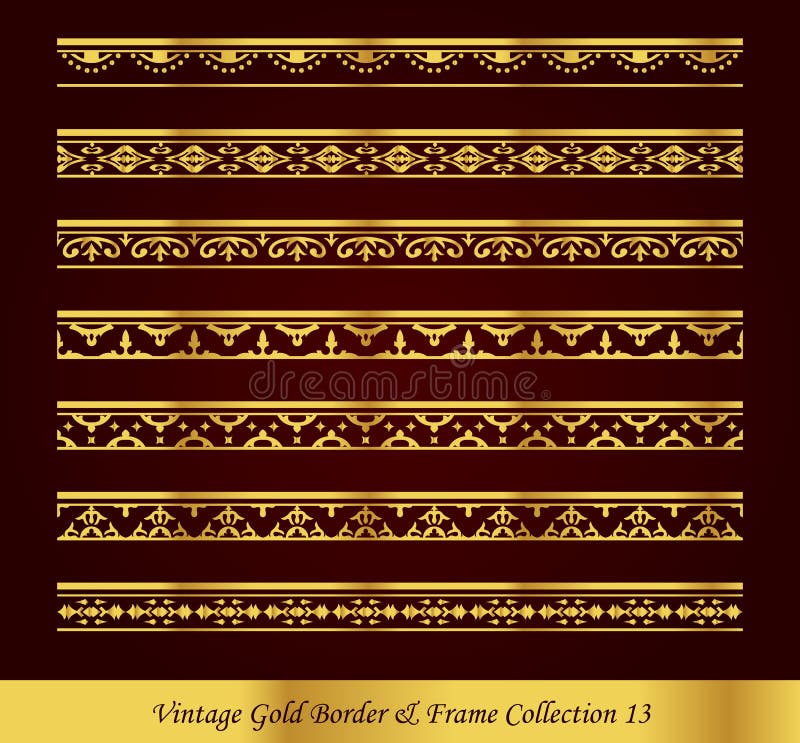 Vintage Gold Border Frame Vector Collection 13 Stock Vector ...