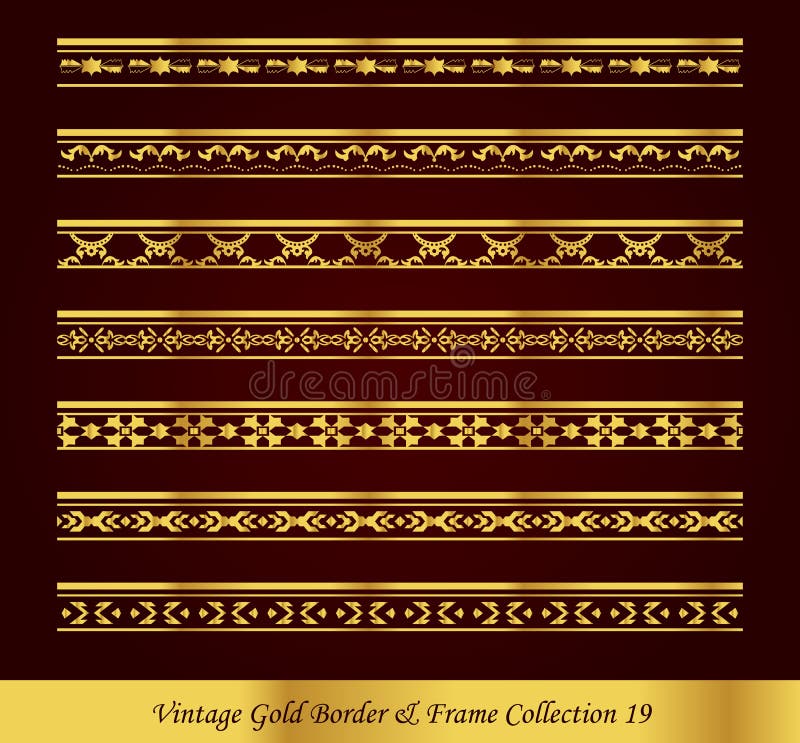 Vintage Gold Border Frame Vector Collection 19 Stock Vector ...