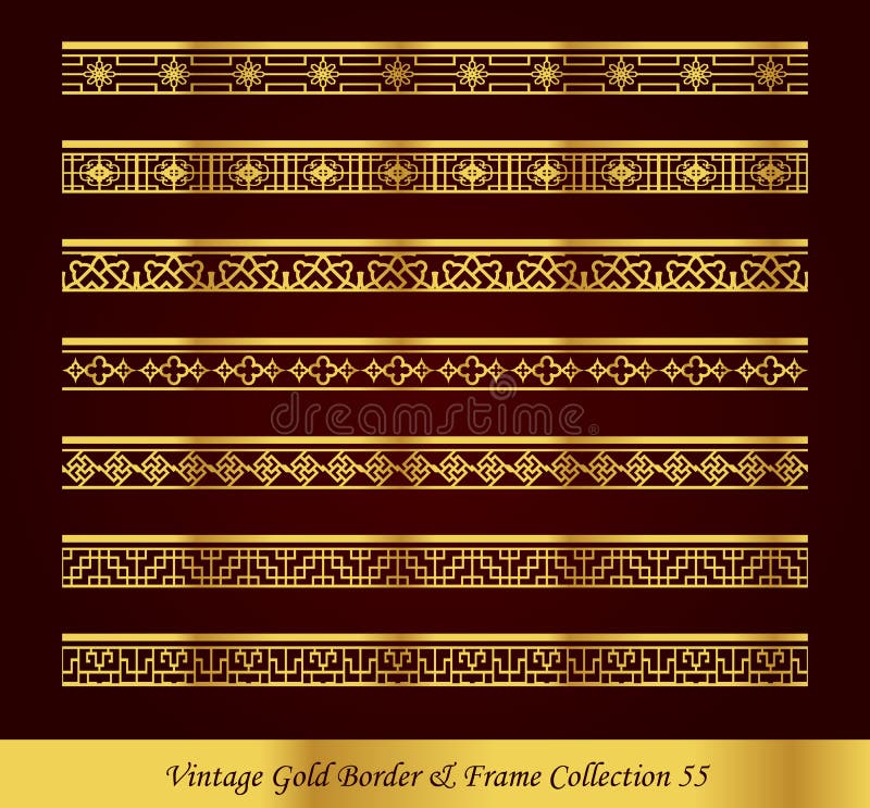 Vintage Gold Border Frame Vector Collection 55 Stock Vector ...