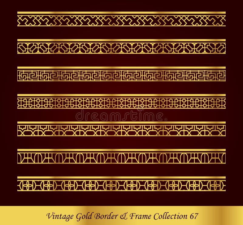 Vintage Gold Border Frame Vector Collection 67 Stock Vector ...