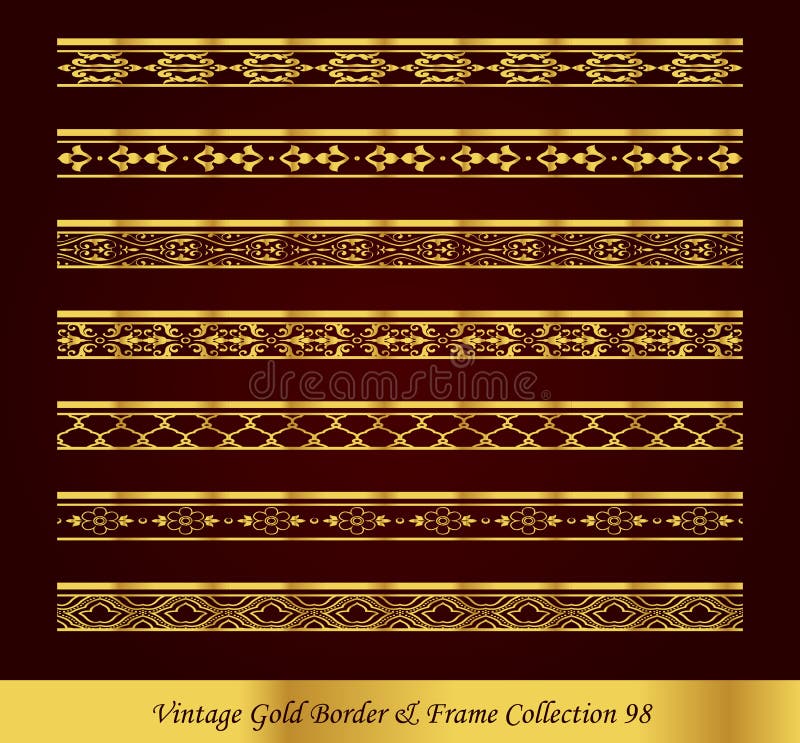 Vintage Gold Border Frame Vector Collection 98 Stock Vector ...
