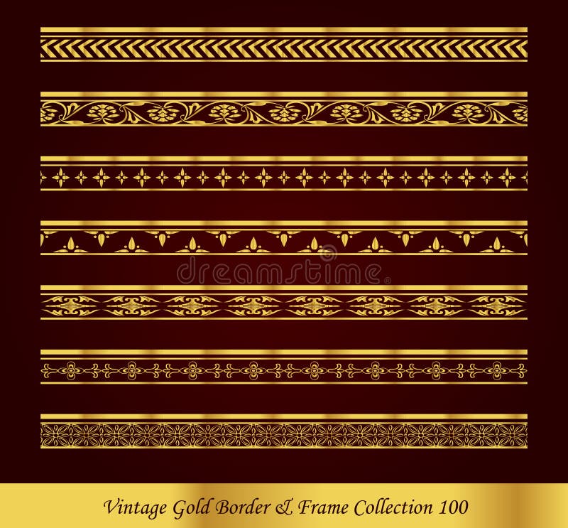 Vintage Gold Border Frame Vector Collection 100 Stock Vector ...