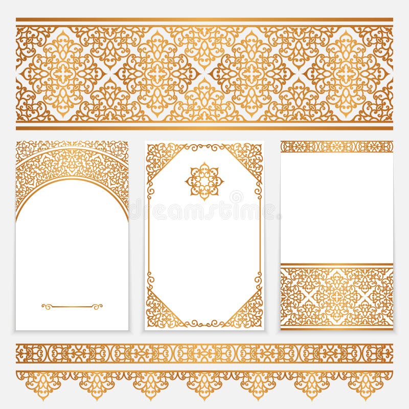 Gold Art Deco Panels with Ornament on White Background Stock Vector ...