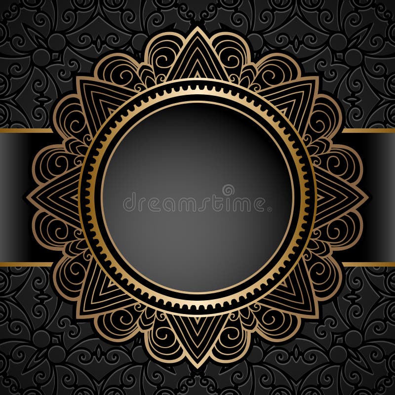 Gold Circle Frame Over Pattern Stock Illustrations – 219 Gold Circle ...