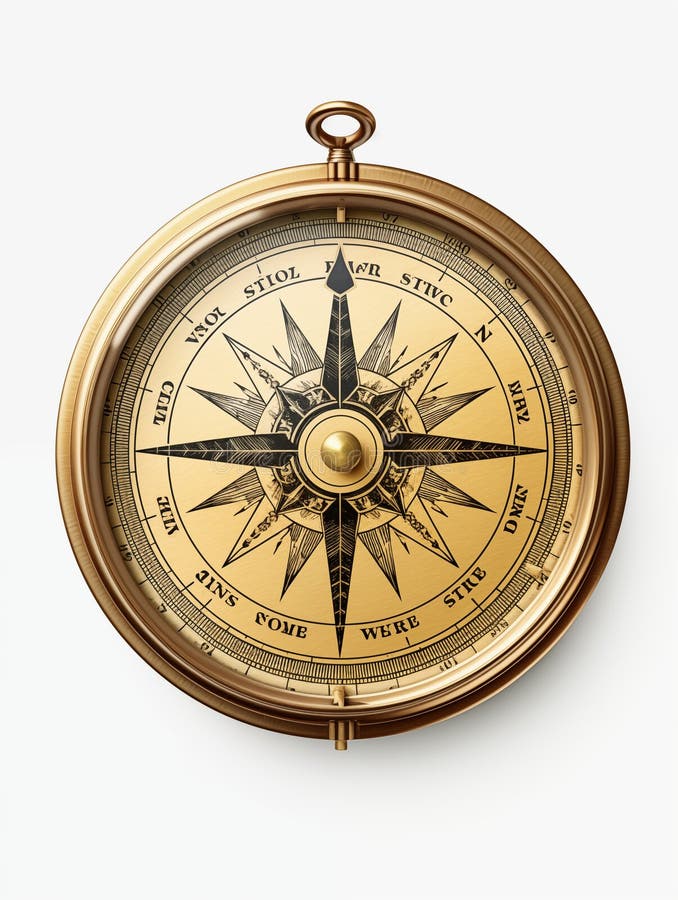 Vintage Gold Compass on White Background Stock Illustration ...