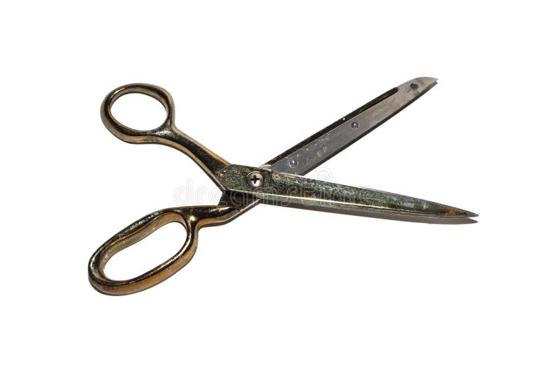 Vintage Gold Dressmakers or Tailors Large Open Scissors on White ...