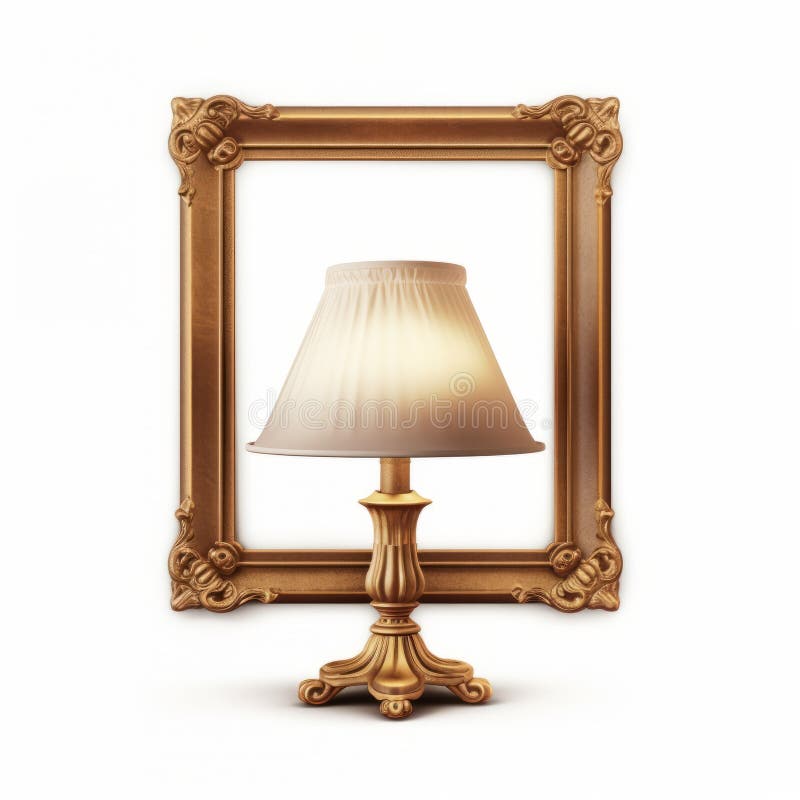 Realistic Gold Frame with Lamp on White Background in Thomas Wrede ...
