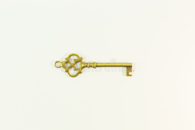 Vintage Gold Key on White Background Stock Image - Image of secret ...