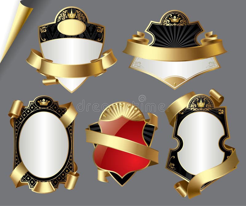 Vintage gold labels stock vector. Illustration of crown - 16438196