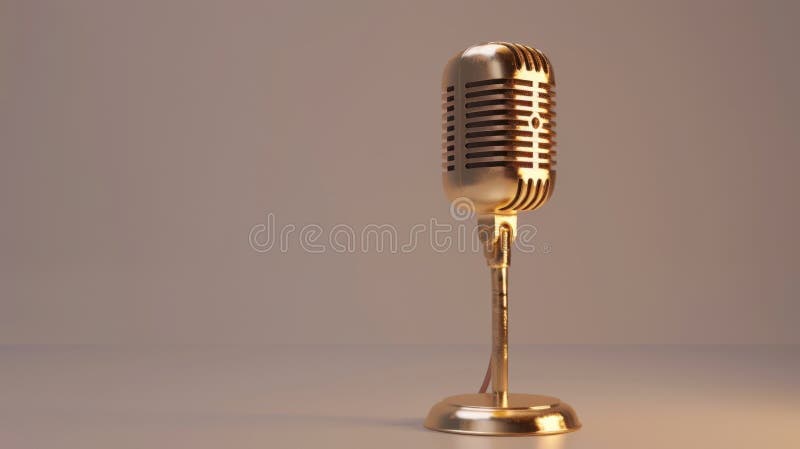 The Vintage Gold Microphone.AI Generated Image Stock Image - Image of ...