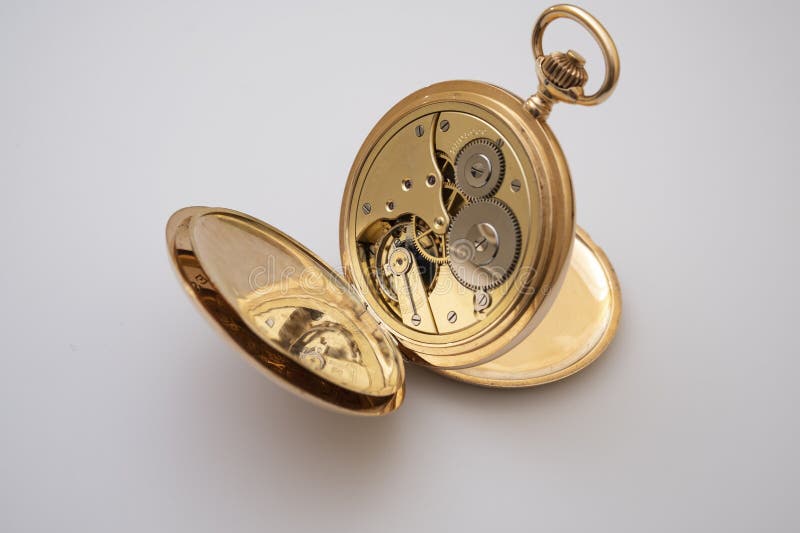Vintage Gold Pocket Watch on an Open Stock Image - Image of metal ...