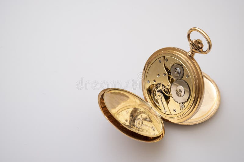 Vintage Gold Pocket Watch on an Open Stock Photo - Image of jewelry ...