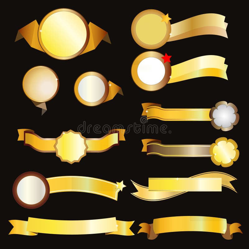 Vintage Gold Ribbons and Banners Stock Illustration - Illustration of ...