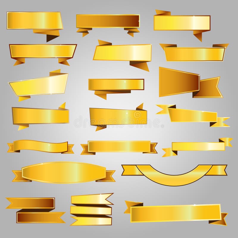 Vintage Gold Ribbons and Gold Banners Stock Illustration - Illustration ...