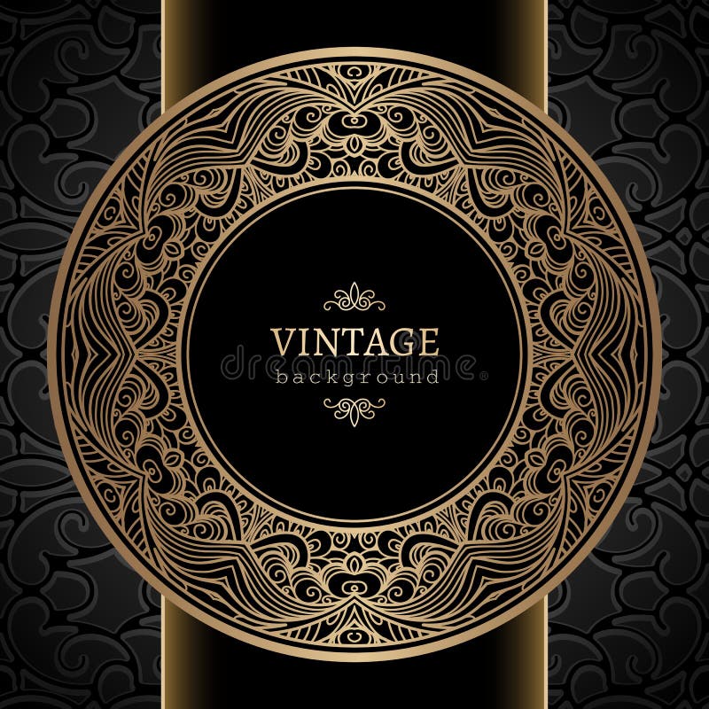 Vintage gold round frame stock illustration. Illustration of photo ...