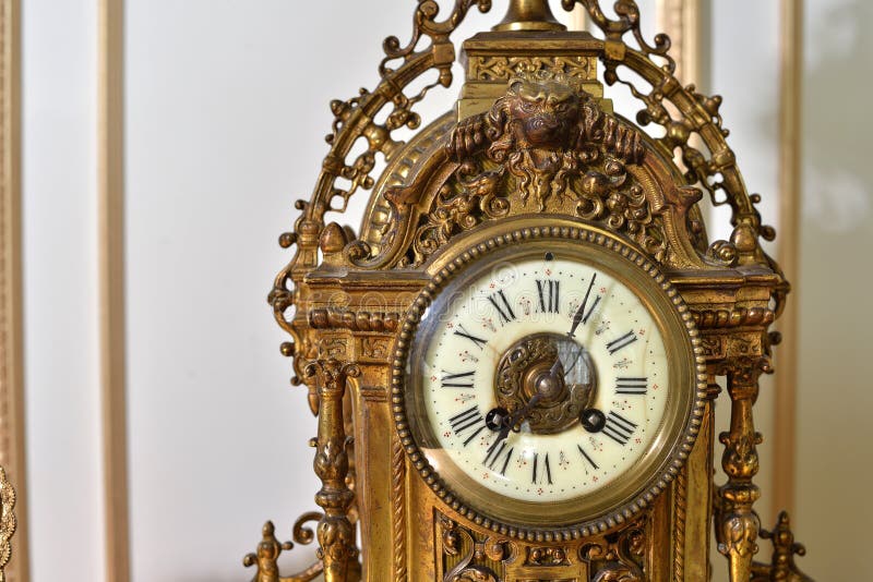 Vintage Gold Table Clock is Very Beautiful and Expensive Stock Photo ...