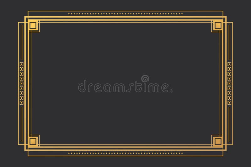 Vintage Golden Art Deco Frame in Rectangular Shape. Art Deco Border ...