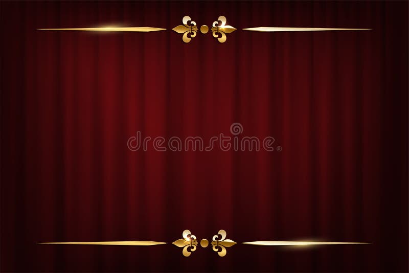 Vintage Golden Border Isolated On Red Curtain Background. Vector Retro ...