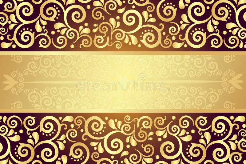 Vintage Golden Card with Curls Stock Vector - Illustration of purple ...