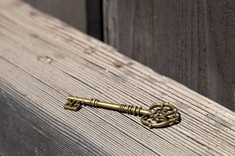 Vintage golden key stock photo. Image of closeup, outdoors - 31597976