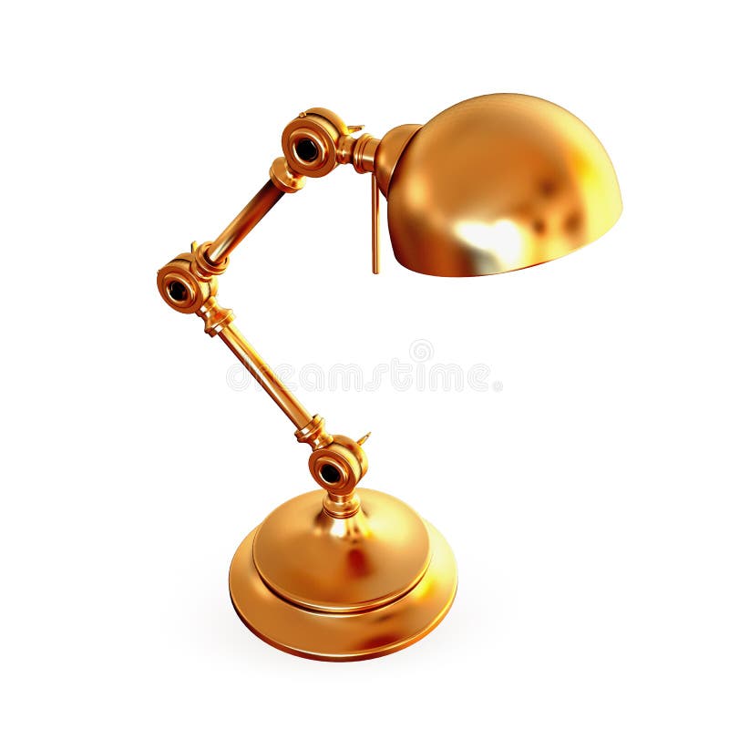 Vintage Golden Lamp Isolated on White Background Stock Image - Image of ...