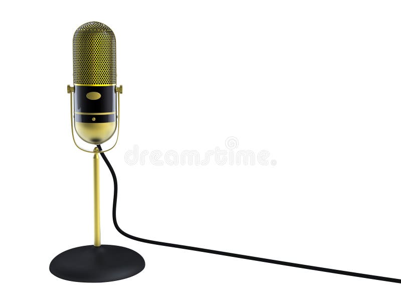 Golden Microphone with Speech Bubble. Interview, Voice Chat Logo Stock ...