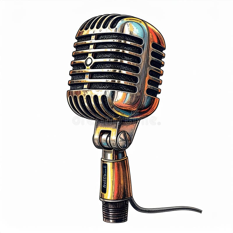 Vintage Golden Microphone Illustration Stock Illustration ...