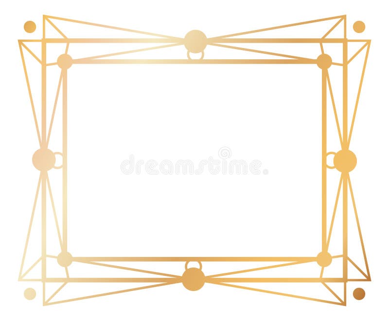 Vintage Golden Rectangular Frame. Geometric Line Pattern Stock Vector ...