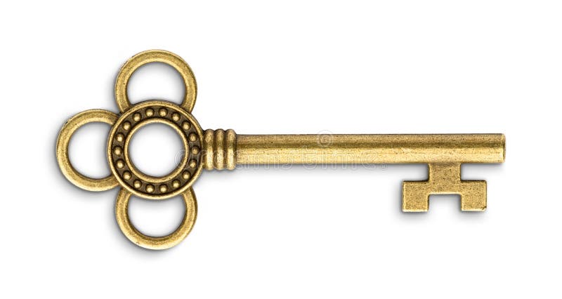 Vintage Golden Skeleton Key Isolated on White Background Stock Image ...
