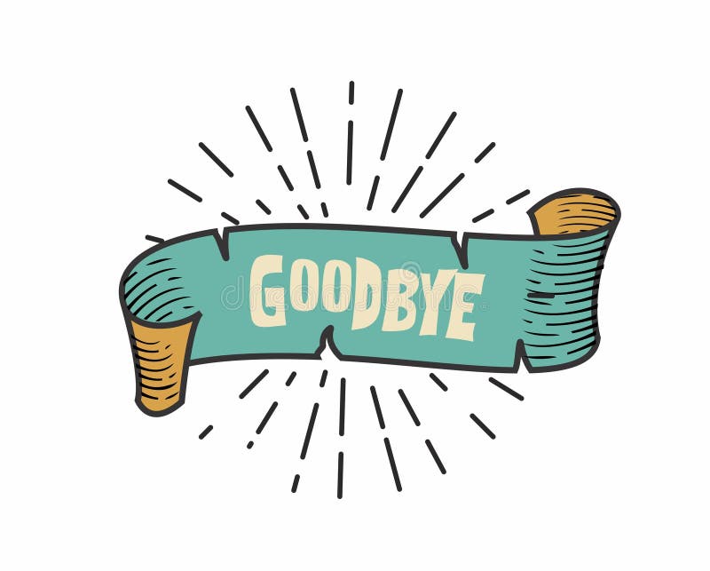 Vintage Goodbye Ribbon with Sunburst Stock Vector - Illustration of ...