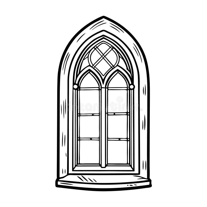 Vintage Gothic Arched Window Design with Intricate Patterns, Classic ...