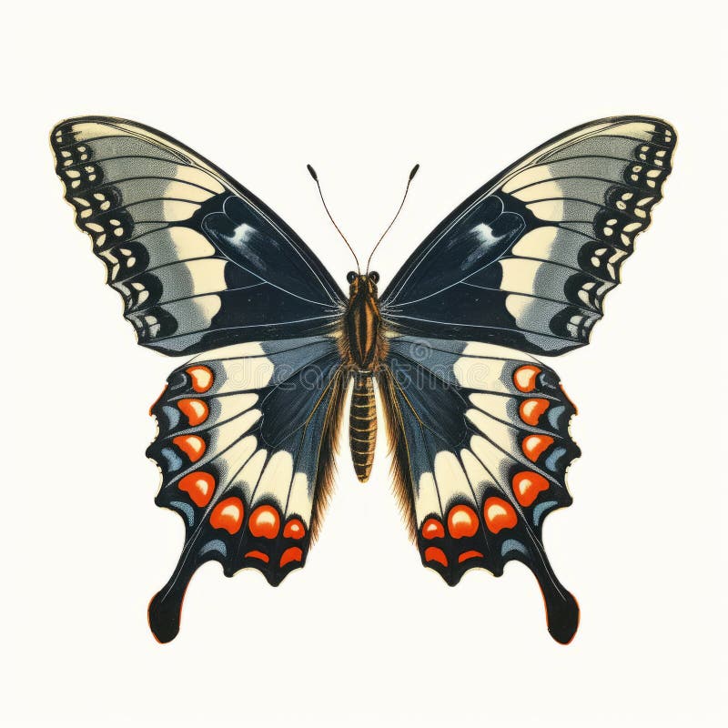 Vintage Gothic Butterfly Illustration: Hyperrealistic Black and Red Art ...