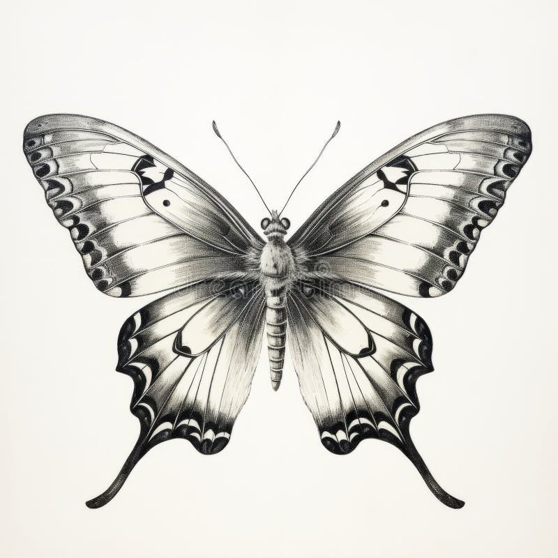 Vintage Gothic Butterfly Illustration in Lifelike Style Stock ...