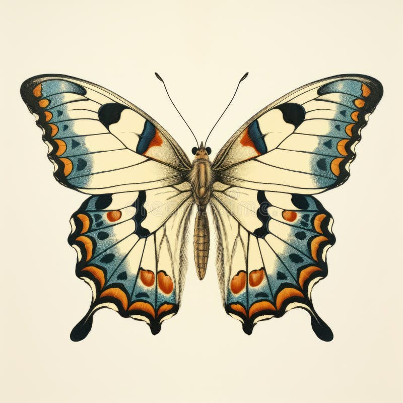 Vintage Gothic Butterfly Illustration on White Background Stock ...