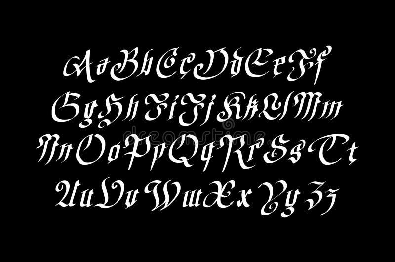 Vintage Gothic Old Style Typeface on Dark Background Stock Vector ...