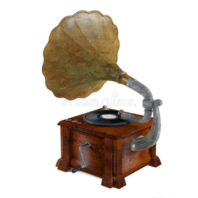 Vintage Gramophone Back Isolated. Stock Illustration - Illustration of ...