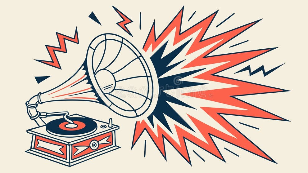 Vintage Gramophone Exploding Music, Retro Sound Graphic, Vector Design ...