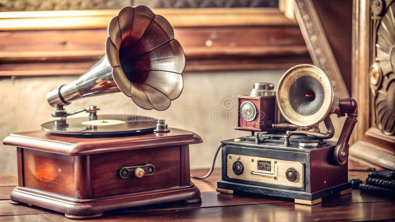 Vintage Gramophone Na Sala Vintage Filtro Processando Imagens ...
