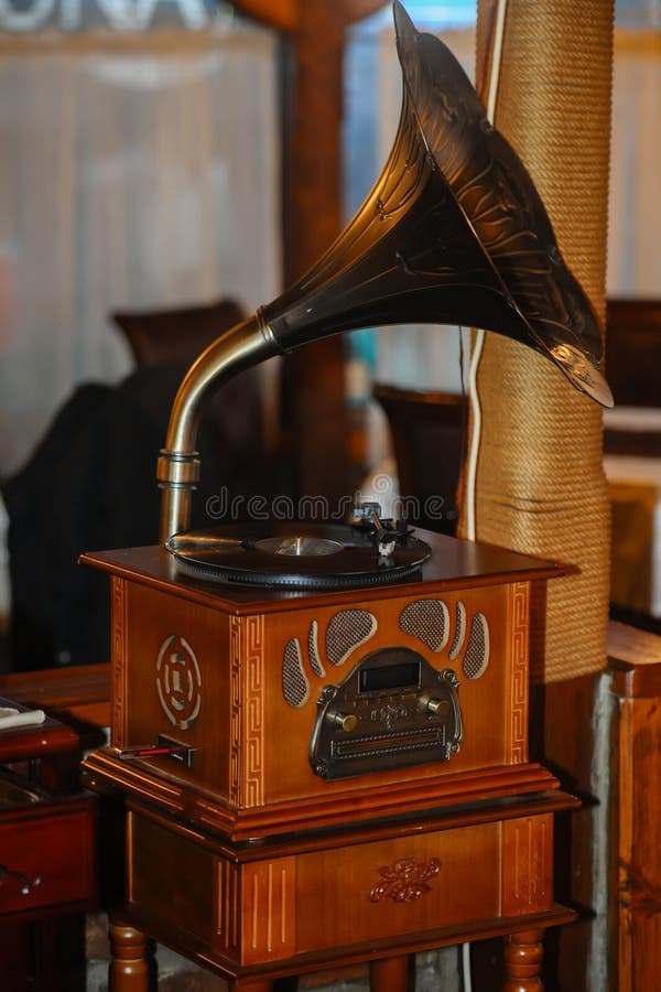 Vintage Gramophone with Radio Placed in a Restaurant Stock Photo ...