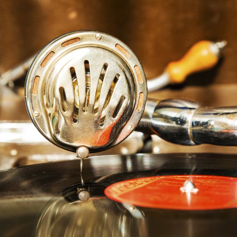 Vintage Gramphone Playing Music Stock Photo - Image of patephone, plate ...