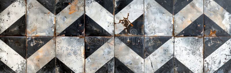 Vintage Gray and White Patchwork Chessboard Lozenge Tile Pattern on ...