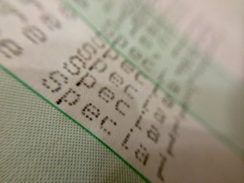 Vintage Green Bar Printer Paper with "Special" Printout Stock Photo ...