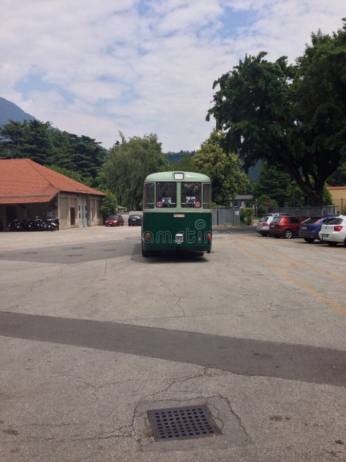 Vintage Green Bus in the Garage Editorial Image - Image of classic ...