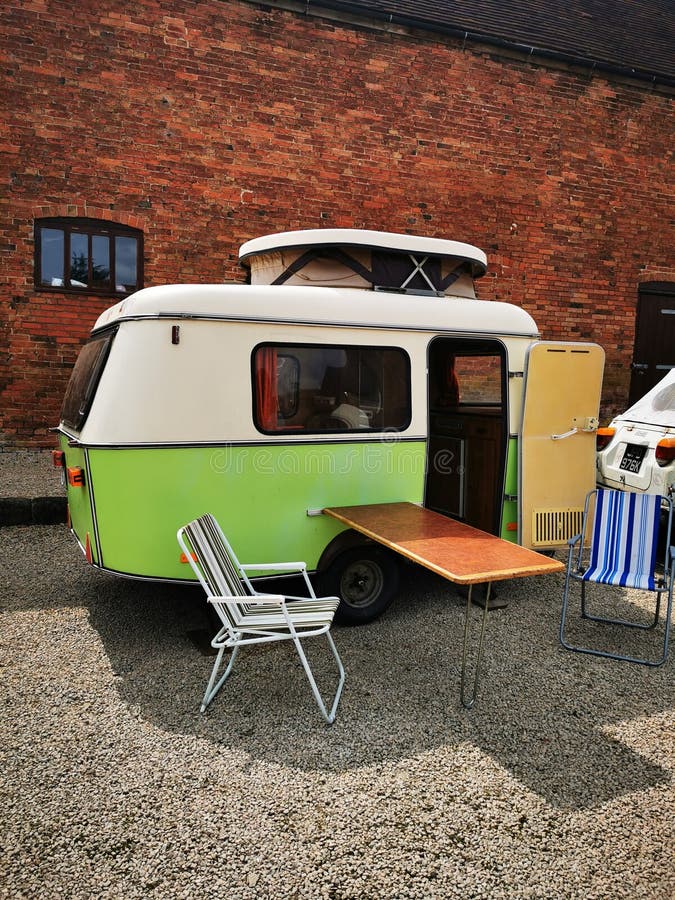 Vintage green caravan stock image. Image of caravan - 226972067
