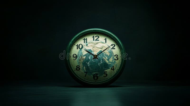 Vintage Green Clock in Low Light Setting Stock Illustration ...