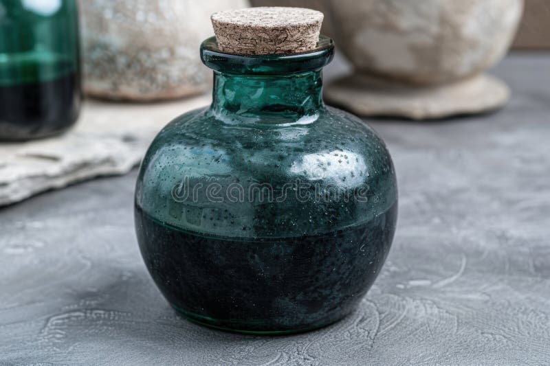 Vintage Green Glass Bottle with Cork Stopper Stock Illustration ... Vintage Green Glass Bottle with Cork Stopper Stock Illustration ...