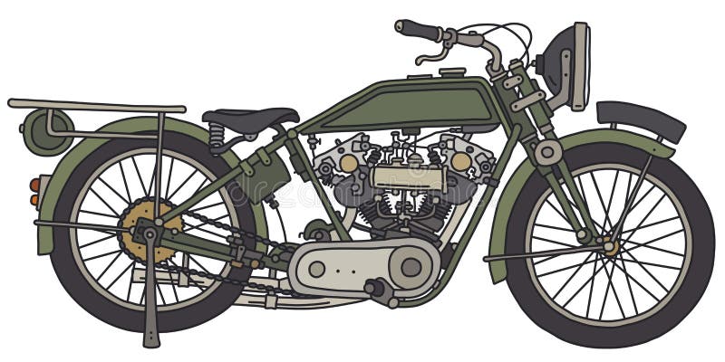 The Vintage Green Motorcycle Stock Vector - Illustration of cartoon ...